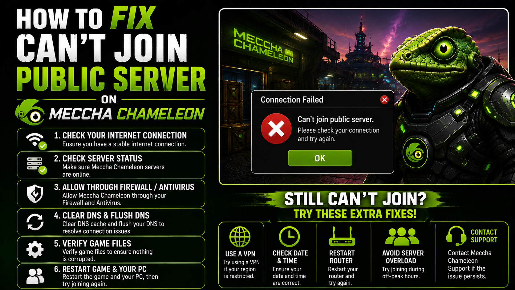 Fix Can't Join Public Server On MECCHA CHAMELEON Fast